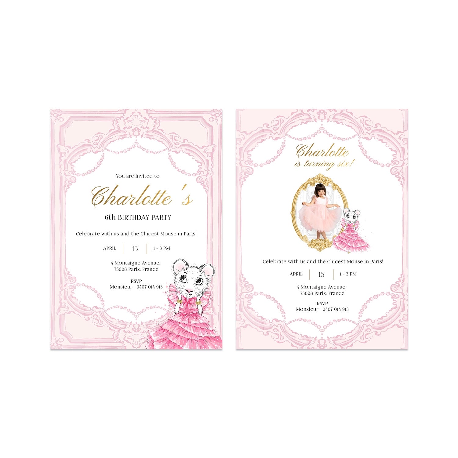 French Scroll Party Invites